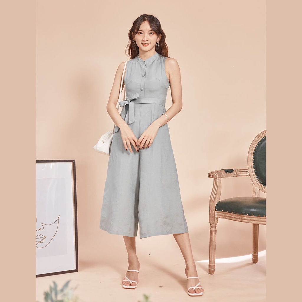 TLC Brooklyn Mandarin Collar Sleeveless Jumpsuits | Shopee Malaysia