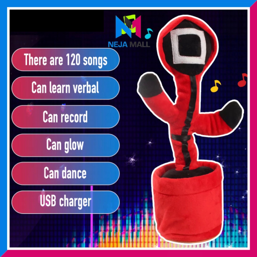 NEJA Tik Tok Dancing Cactus Squid Game boss Dance Toy USB 120 Songs ...
