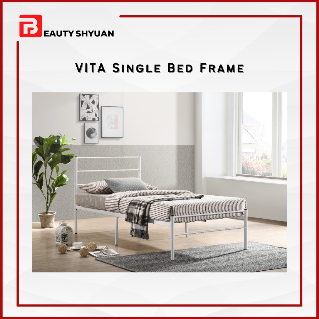 VITA Metal Single Bed Frame Single Bedframe Metal Bed Katil Single Besi ...