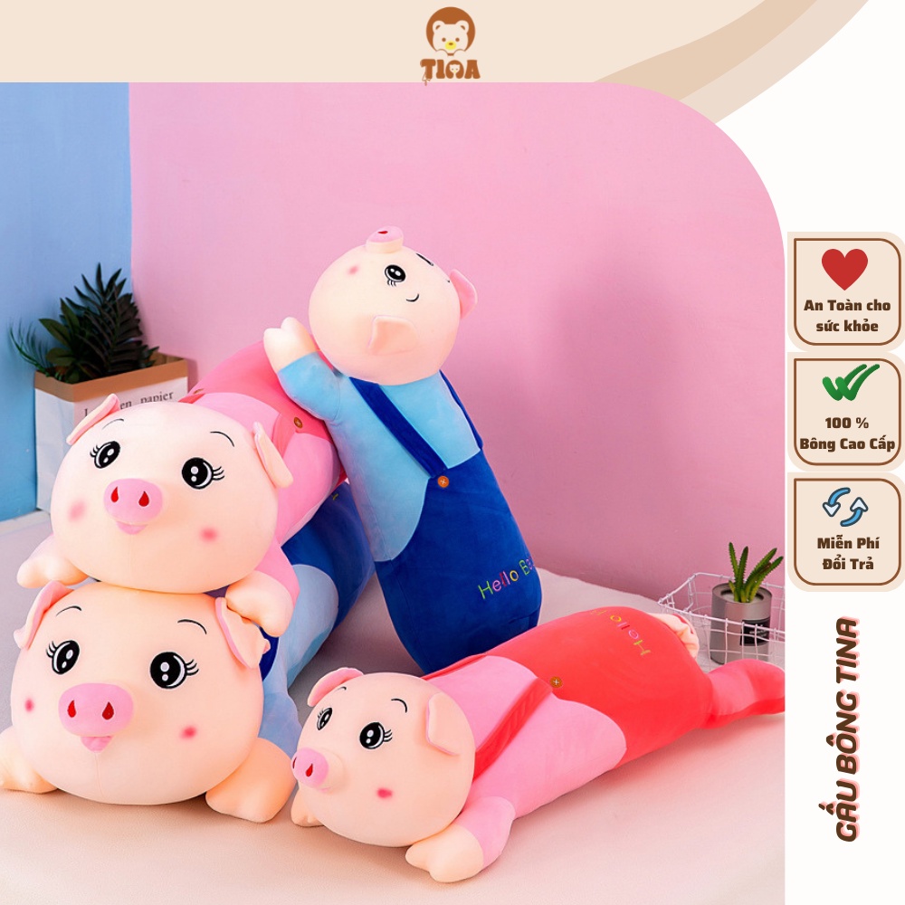 Pig teddy bear wearing a bib and pillow to hug a big pig to hug and ...