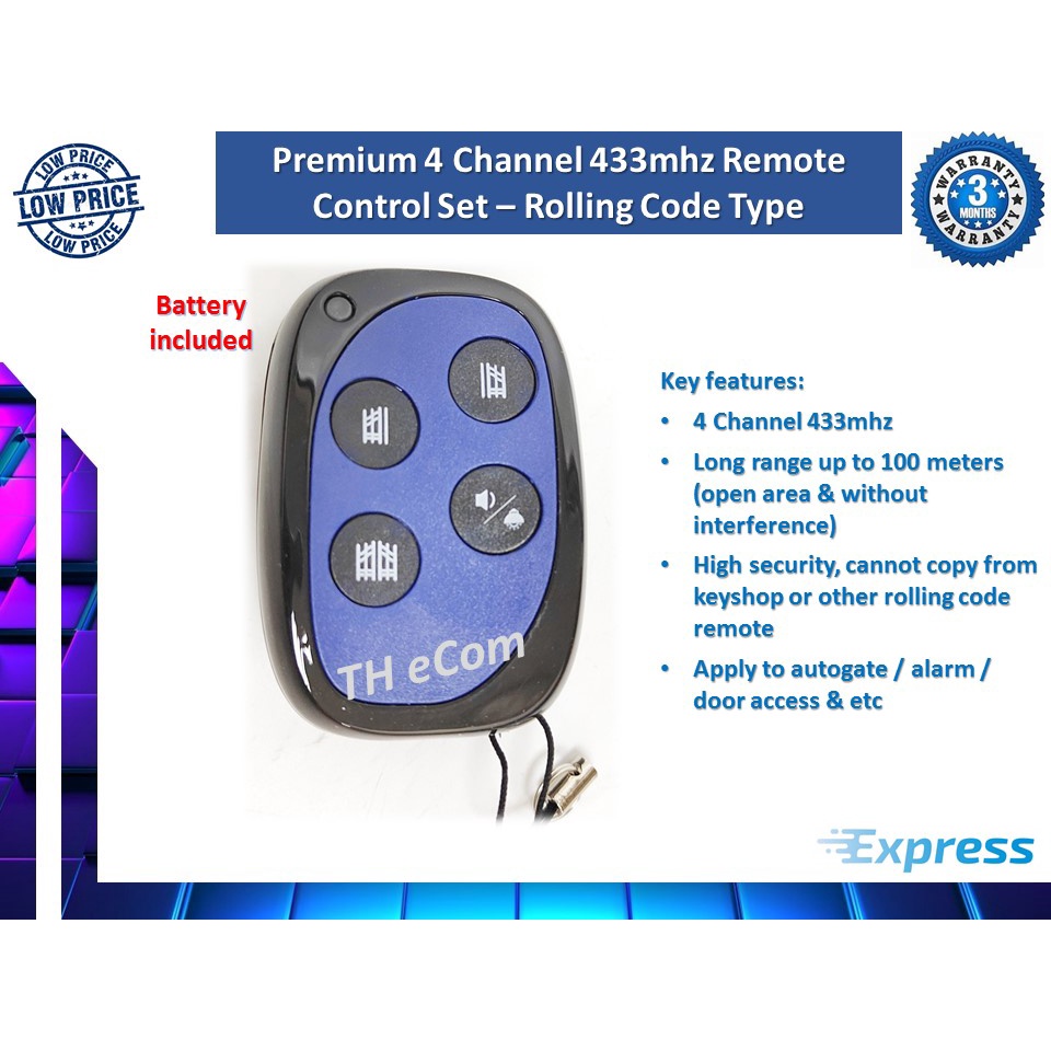 Autogate Door Wireless Premium Remote Control - 4 Channel 433Mhz ...