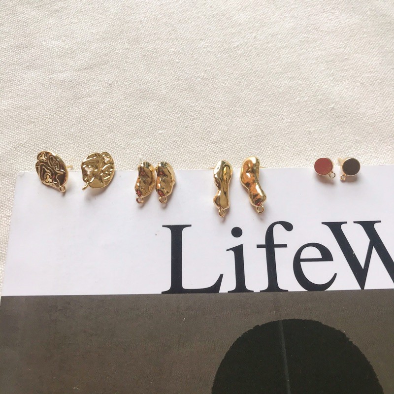 Irregular earring accessories/ 1pair/ rolled gold/ tarnish resistant ...