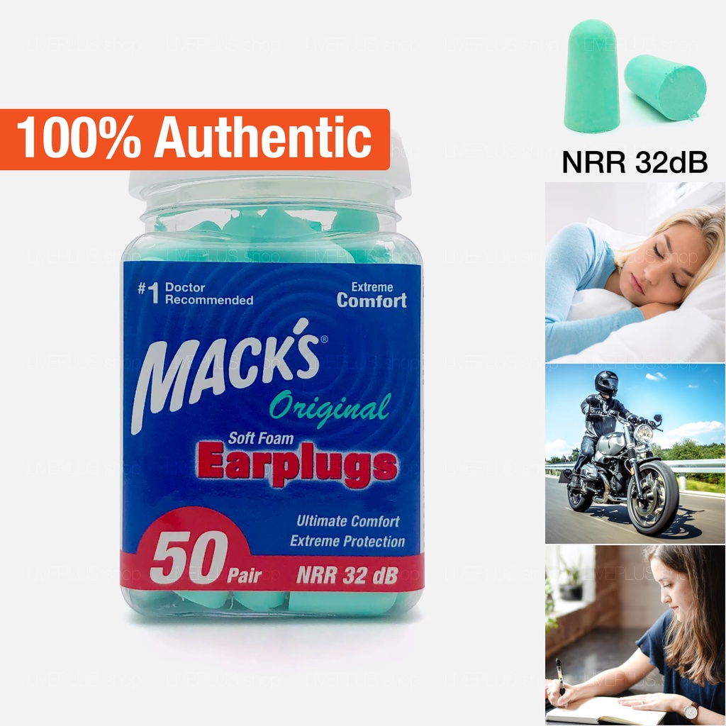 Mack's Original Soft Foam Earplugs, 50 Pair | Ear Plugs For Sleeping ...