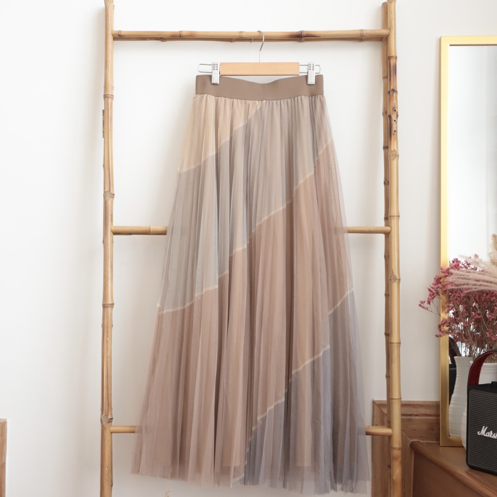 Tutu Tulle Pleated Skirt (Beige) | Shopee Malaysia