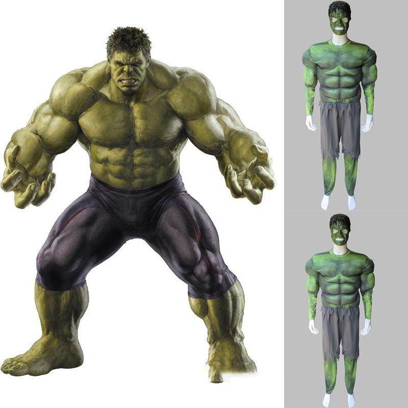 The Hulk Muscle Mask Costume Vibrant Green Outfit For Themed And Events ...