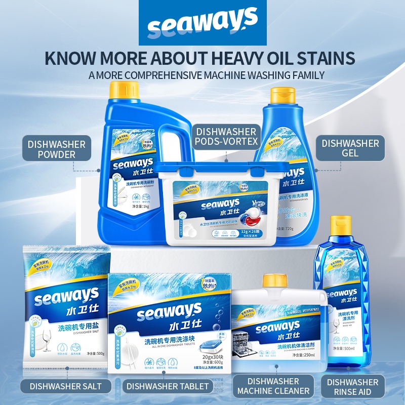 Hot Sale Seaways Dishwasher Rinse Aid Shine & Dry Bright Sparkling cuci pinggan 500ml SWSRA001 ...