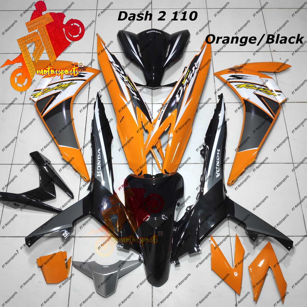 Honda Dash 110 Dash 2 Dash V2 Cover Set Orange Black With Sticker ...