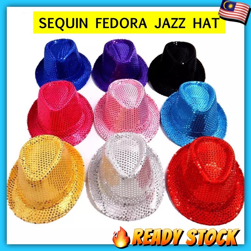 Sequin Fedora Hat for Kids & Adult. Jazz Dance Glitter Hat | Shopee ...