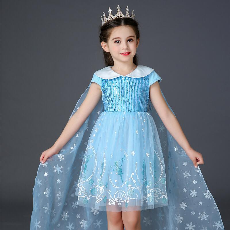 [MALAYSIA STOCK]Girls Frozen Elsa Princess Dress With Cloak Party ...