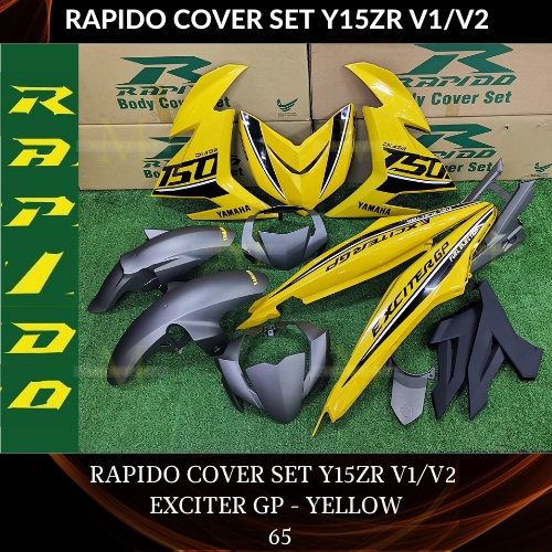 RAPIDO COVER SET Y15ZR V1/V2 EXCITER GP-150 (4) YELLOW (STICKER TANAM/AIRBRUSH) COVERSET ...