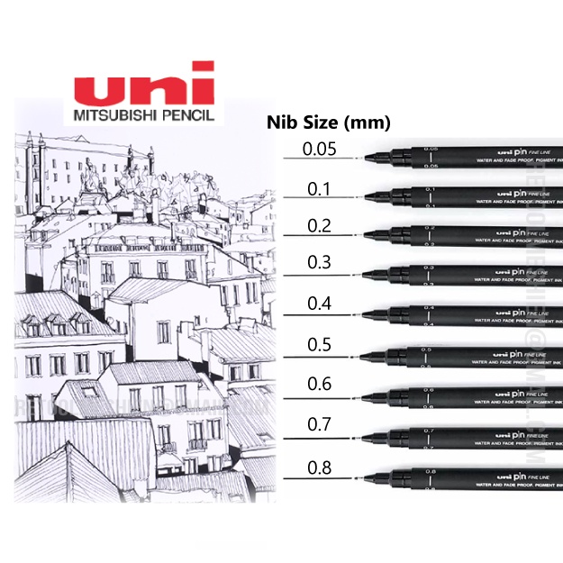 UNIPIN Technical Fine Line Drawing Pen /Hook Line Pen /Pigment Ink ...