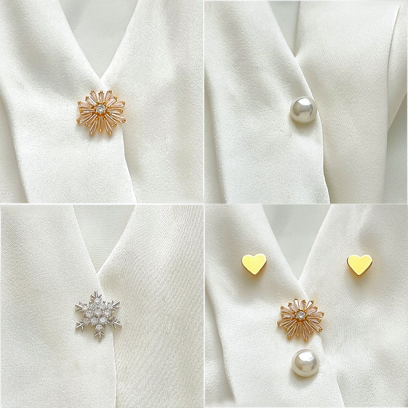 Cute Cardigan Pin Buckle Scarf Buckle Female Exquisite Brooch Neckline ...