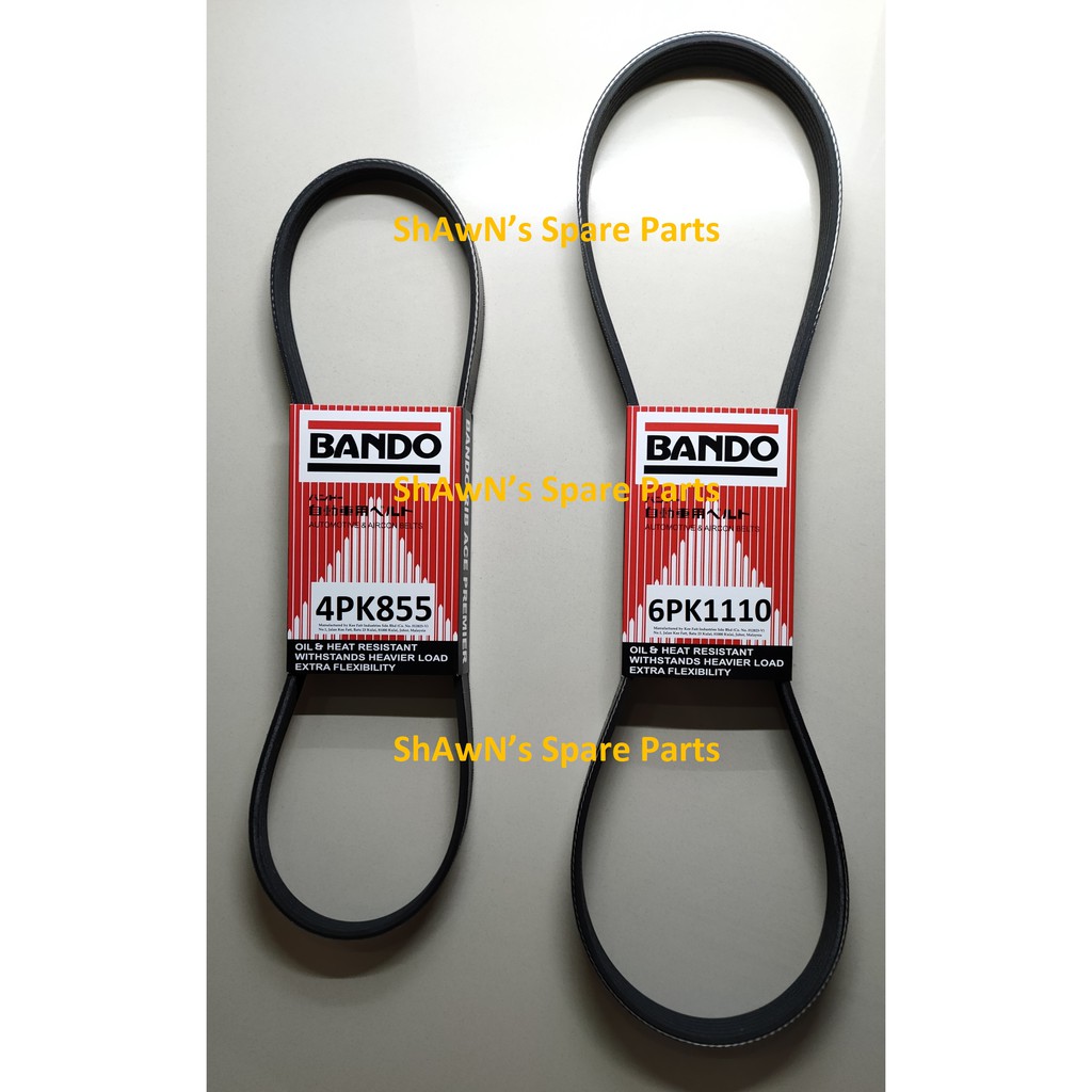 Nissan Sentra N16 Power Steering Belt 4PK855 / Fan Belt 6PK1110 - BANDO ...