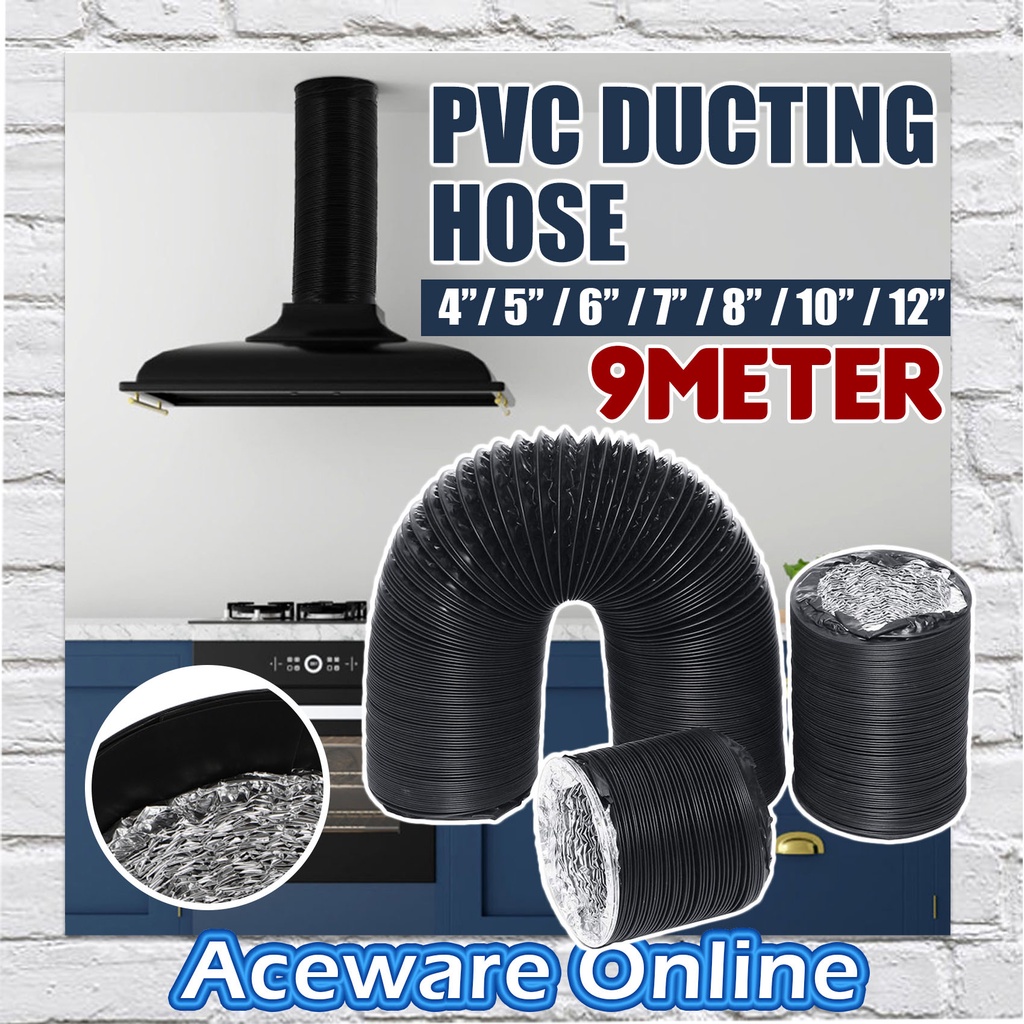 4" 5" 6" 8" x 9M Flexible Aluminium Ducting Hose Thick Aluminum Foil ...