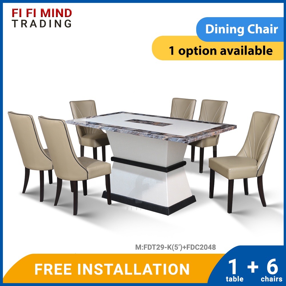 Ariel Marble Dining Set/ Marble Dining Table/ Meja Makan 6 Kerusi/ Meja ...