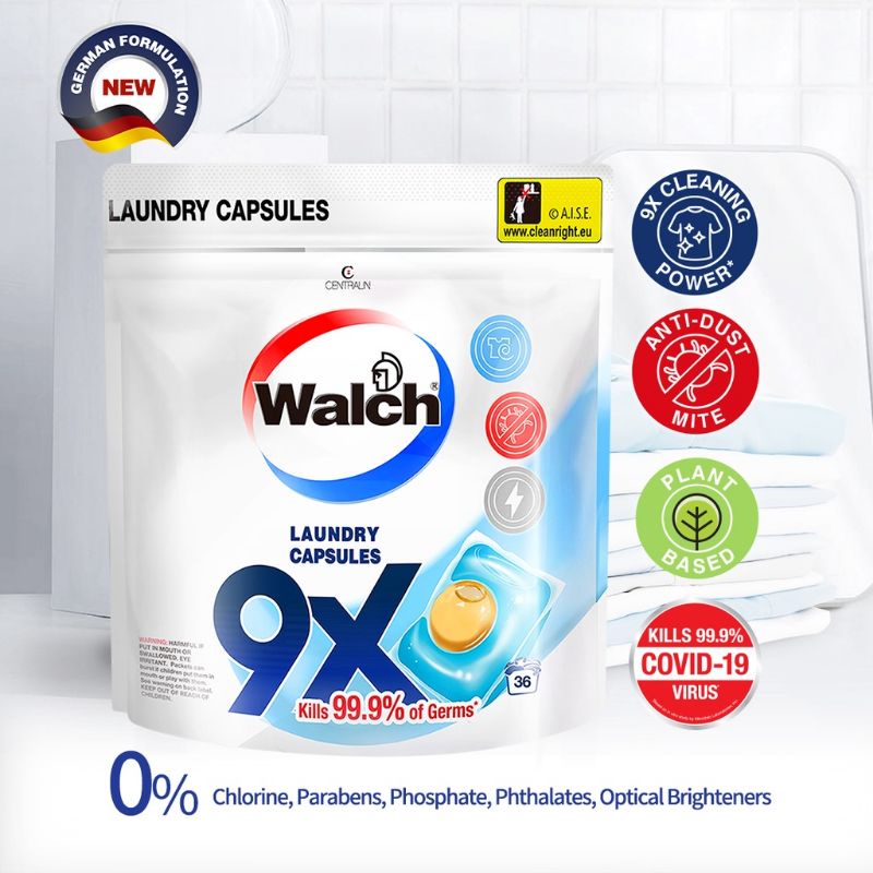 Walch 9x Super Concentrated Laundry Capsules 36's Refill Pack/ 32's Tub ...