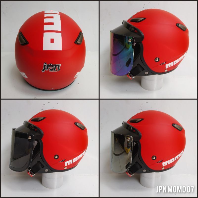 MERAH Jpn Momo red Ferrari helmet plus flat visor glass | Shopee Malaysia