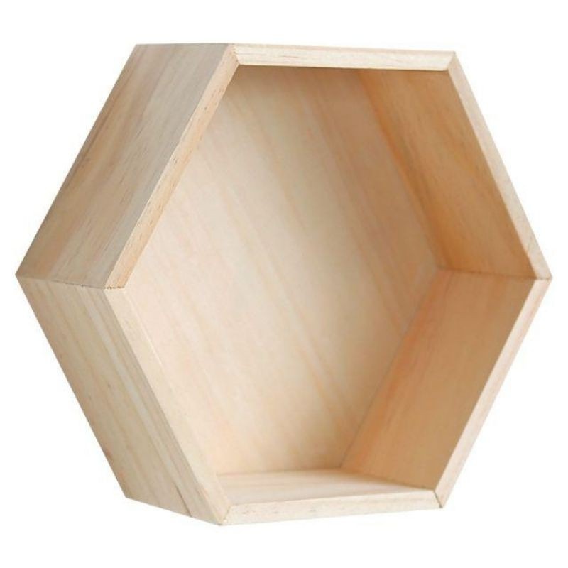 🔥READY STOCK🔥Satu Kayu Hexagon Hiasan Dinding Deco Shelf Wood Lilin ...