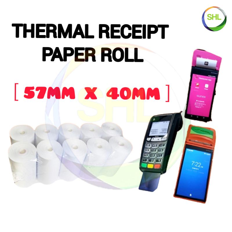 *SALES* Thermal Receipt Paper 57X40X13mm 10Rolls Kertas Resit Receipt ...