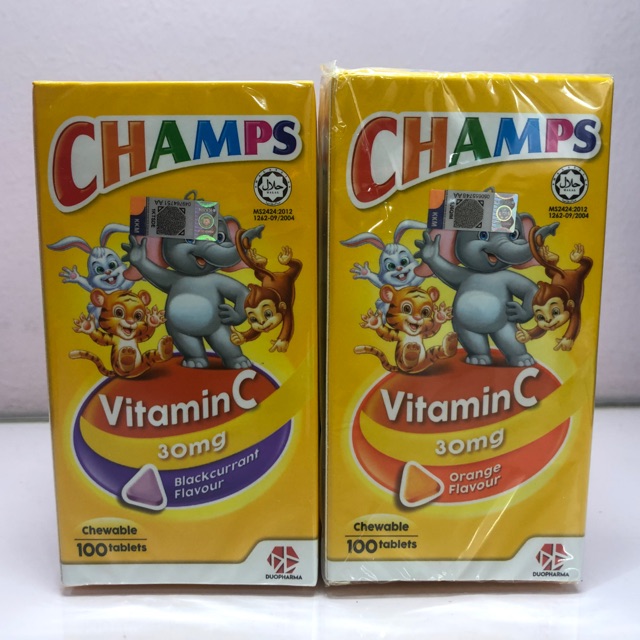 Champs Vitamin C 30mg (Blackcurrant/Orange) (100 chewable tablets ...