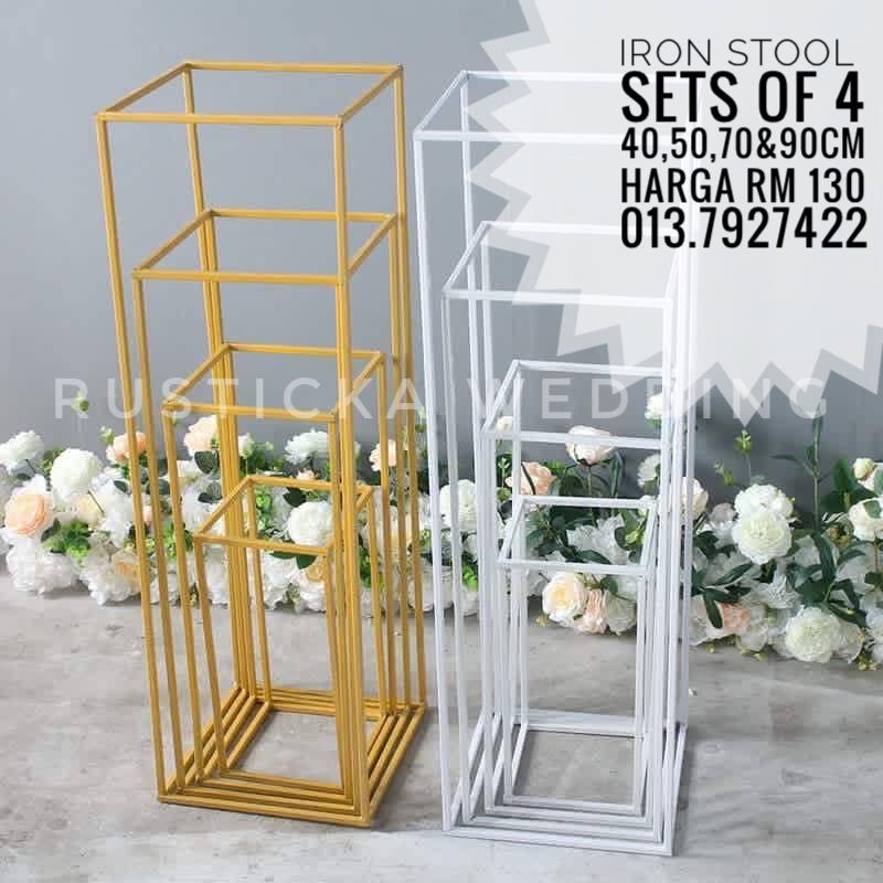 Iron Stool Set Besi Flower Stand Wedding Vast Iron Stool Bunga Wrought ...