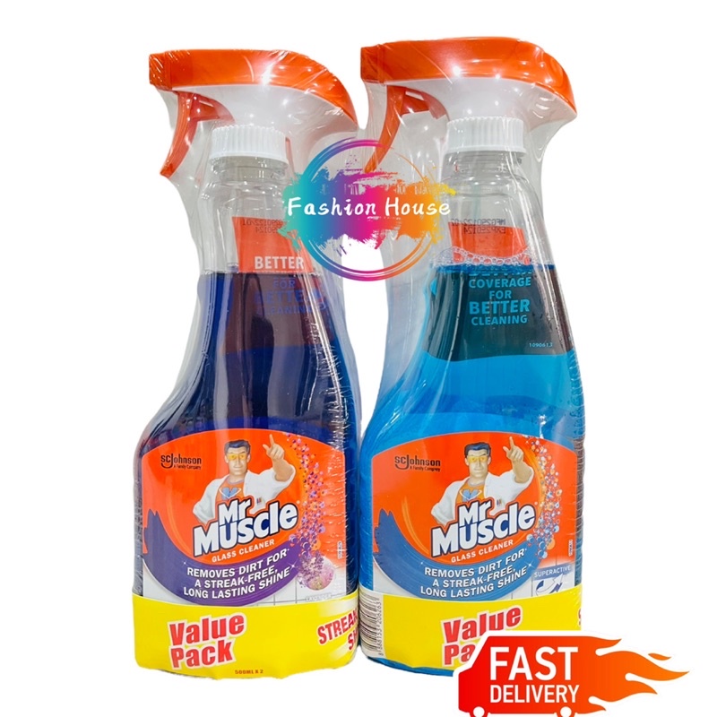 Mr Muscle Glass Cleaner Super Active / Lavender (500ml X 2Packs) ⚠ ...