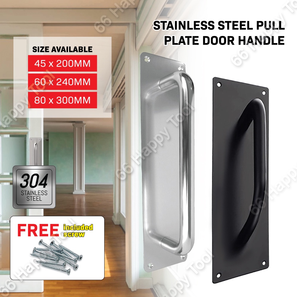 1pc Door Handle Pull Plate Stainless Steel Matte / Black 45x200mm ...