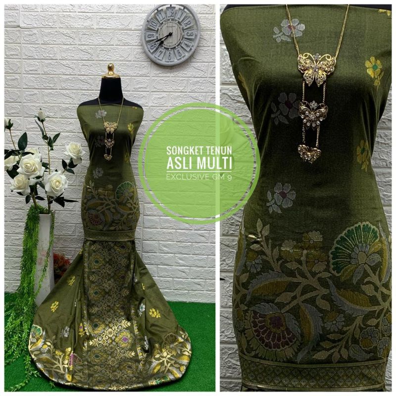 songket bunga raya multi colour exclusive kain quality bagus | Shopee ...