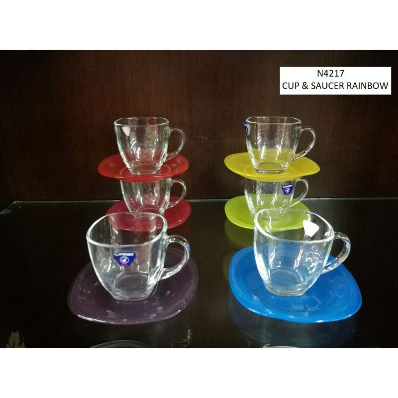 LUMINARC 12 PCS RAINBOW CUP & SAUCER/CAWAN PIRING/CAWAN AIR PANAS ...