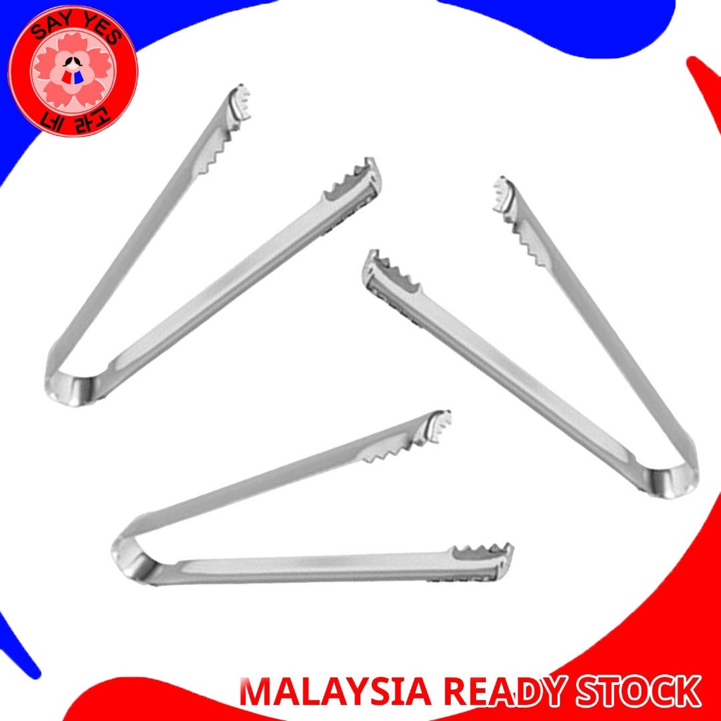 SayYes Stainless steel Tongs Food Clip Bread Barbecue Clipper Ice Cubes ...
