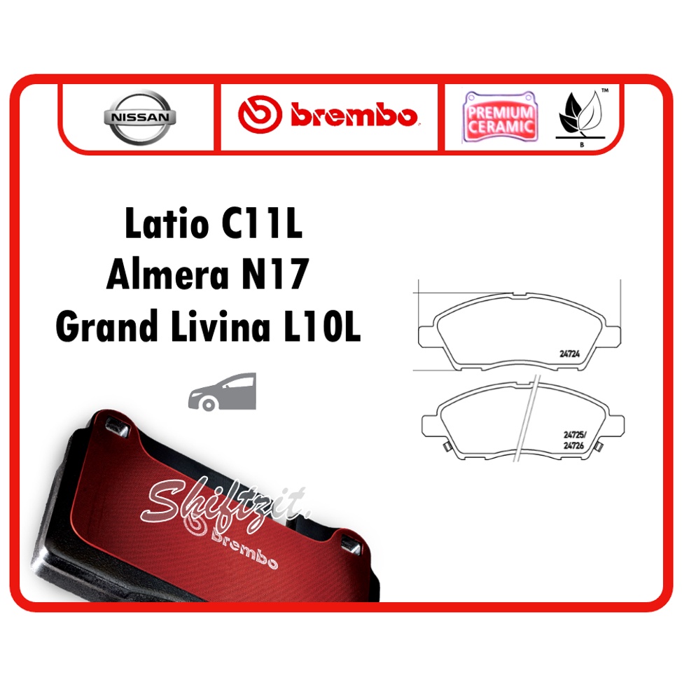 Brembo NAO Front Brake Pad - Nissan Latio C11L | Grand Livina L10L ...