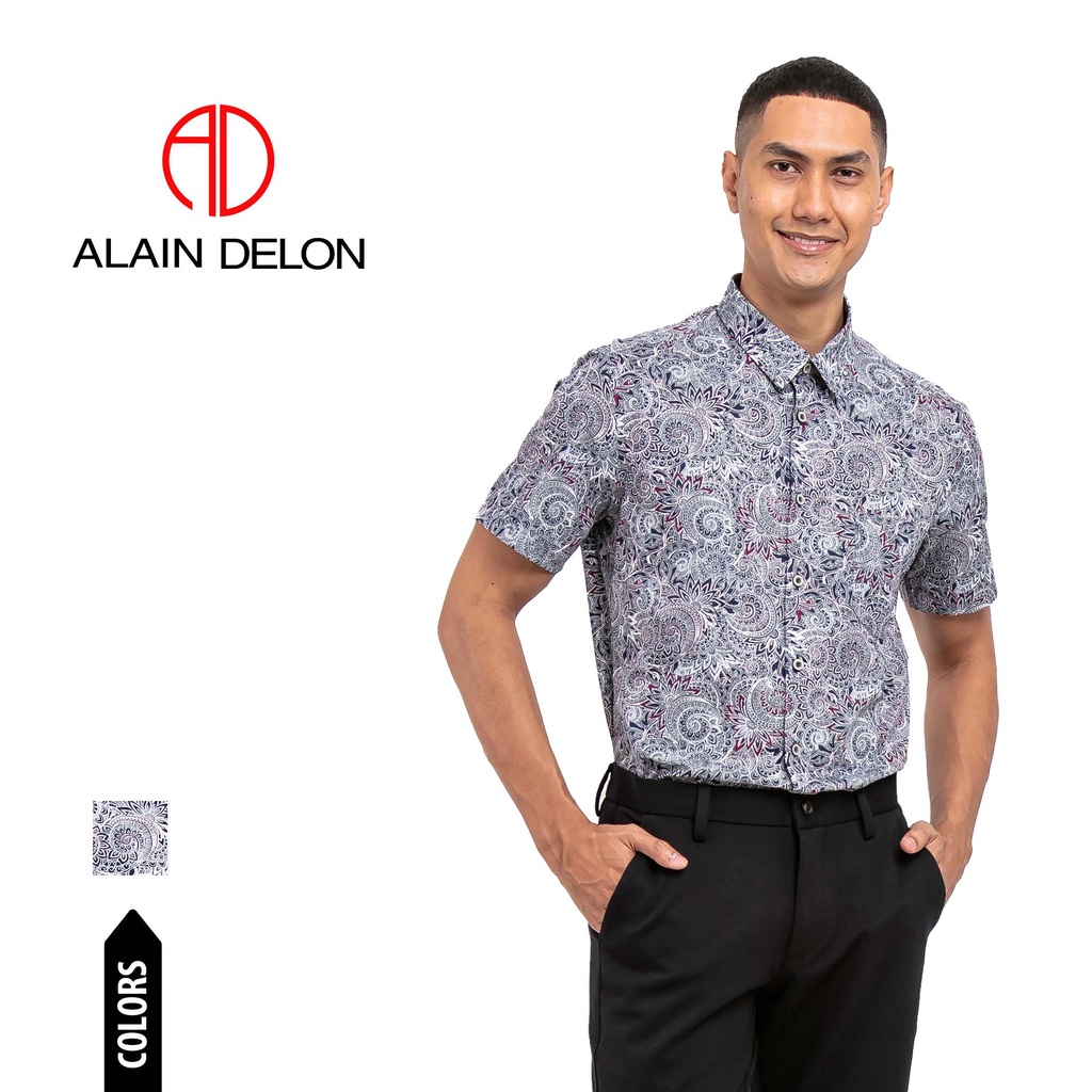 Alain Delon Short Sleeve Slim Fit Printed Shirt - 14421024 | Shopee ...