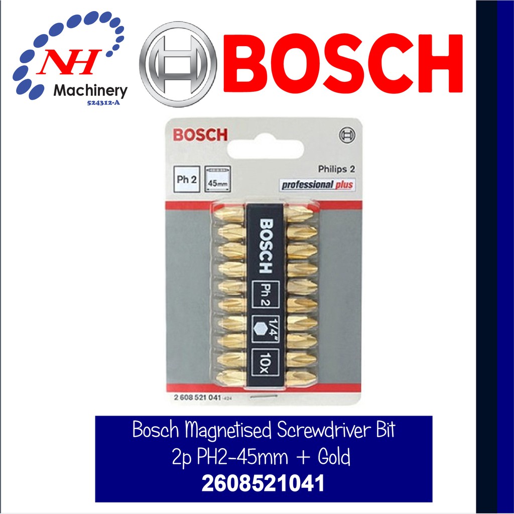 Bosch 2608521041 - PH2-45mm Magnetised Gold Screwdriver Bit | Shopee ...