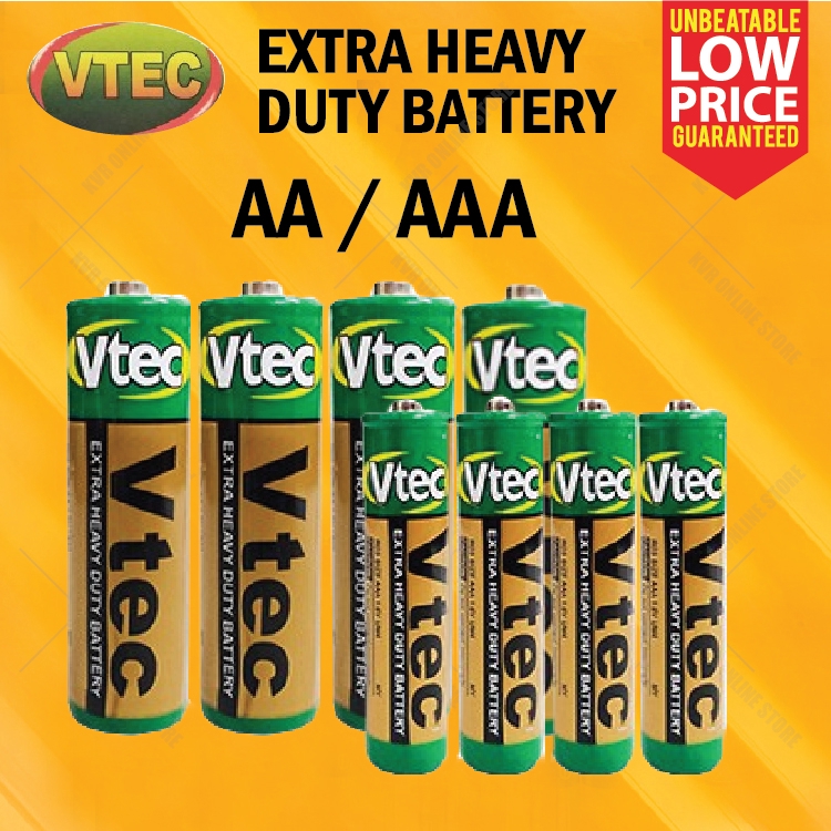 VTEC Extra Heavy Duty Battery 1.5V AA/AAA 4PCS/Bateri VTEC | Shopee ...