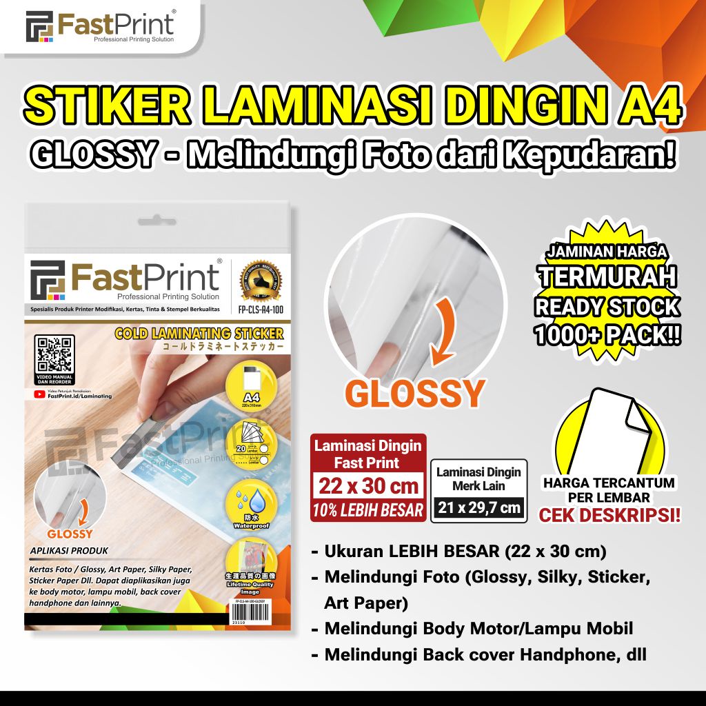 Fast Print A4 Glossy 100 Micron Cold Laminated Plastic Sticker | Shopee ...