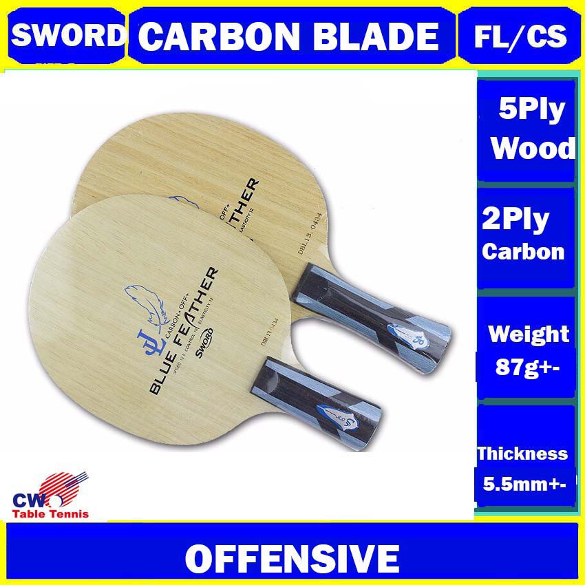 Sword BLUE FEATHER 5+2 Ply Carbon Racket JLC Table Tennis Blade Ping ...