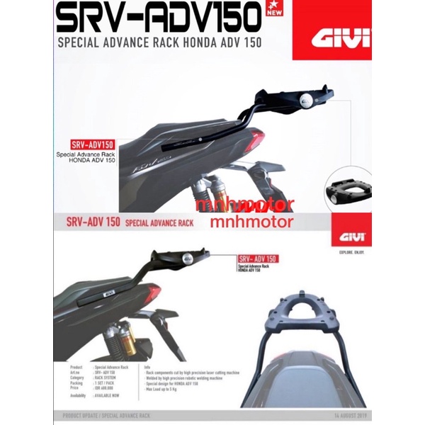 GIVI MONORACK J ADV 150 GIVI HEAVY DUTY RACK HRV HONDA ADV150 | Shopee ...