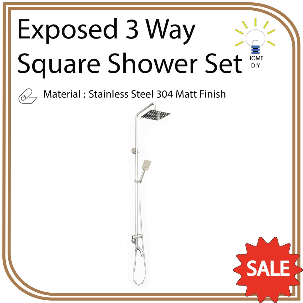 SUS 304 Matt Finished Exposed 3 Way Shower Set | Shopee Malaysia