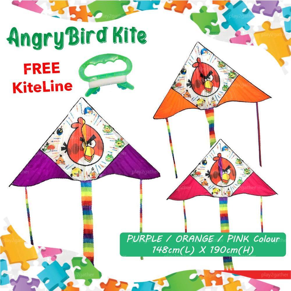 LAYANG_KITE ANGRY BIRD BRIGHT CLOTH 3 Colour KITE D3499 Flying Kite ...