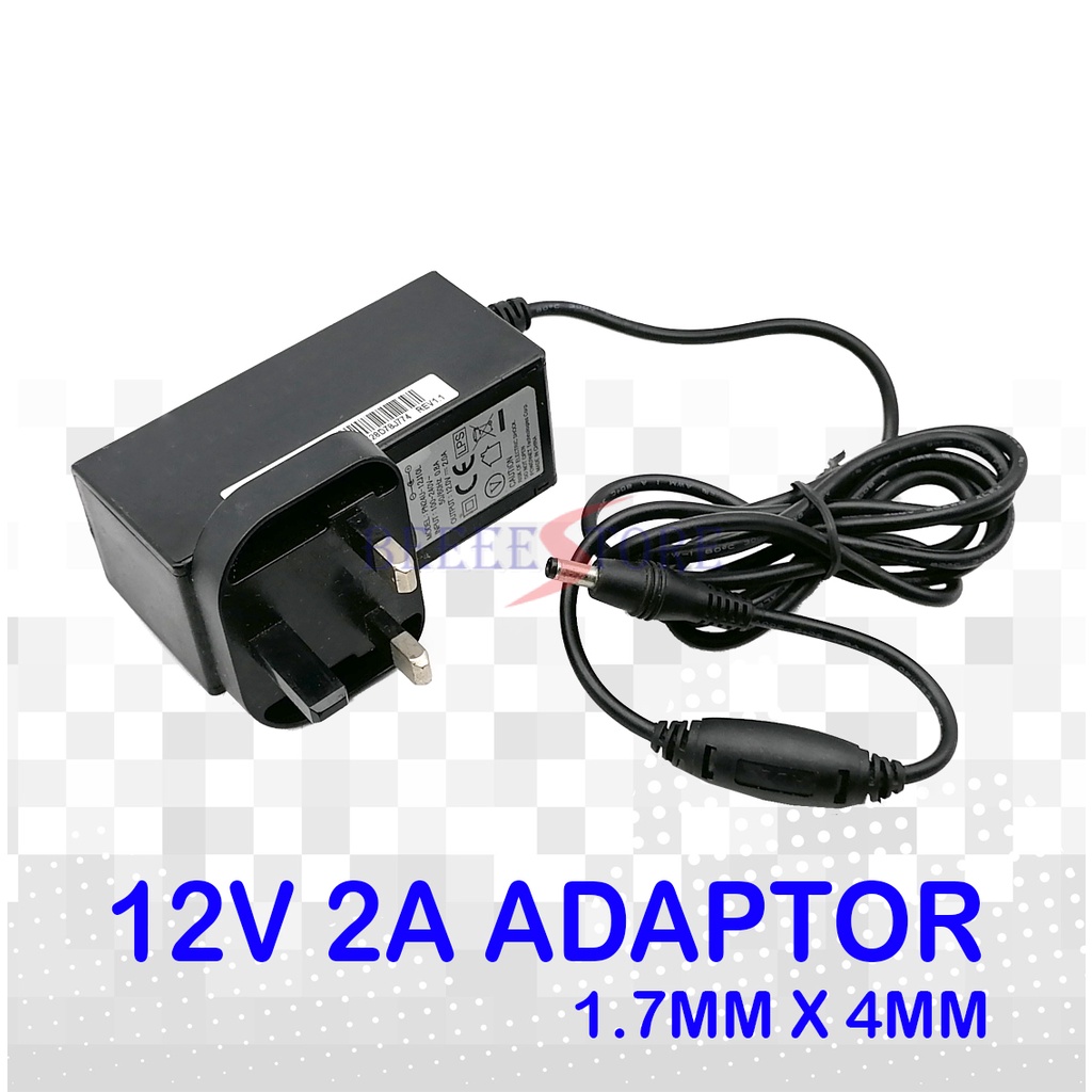 12V 2A AC/DC ADAPTER 1.7MM X 4MM POWER ADAPTOR | Shopee Malaysia