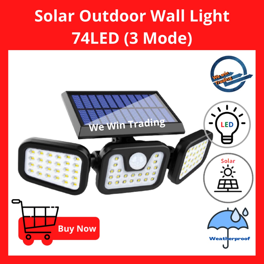 Wall light Solar LED outdoor 74 led/ lampu solar | Shopee Malaysia