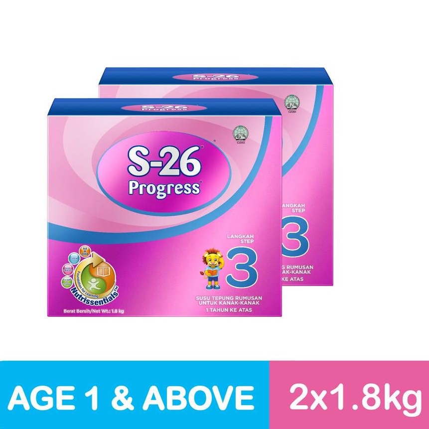 Susu S-26 Progress Milk Powder (1.8kg x 2) usu formula susu tepung susu ...