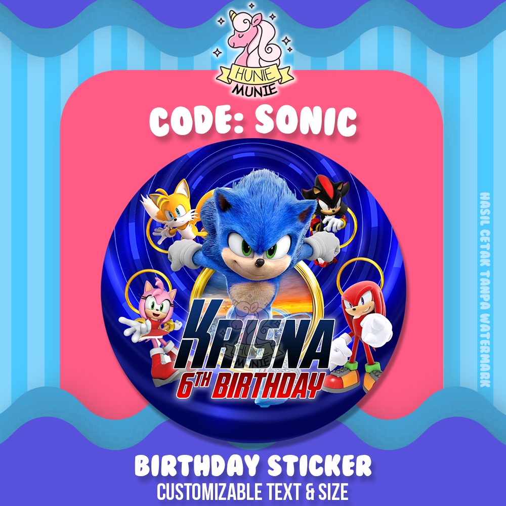 Custom Birthday Sticker - Sonic Hedgehog & Friends (20pcs) Birthday ...