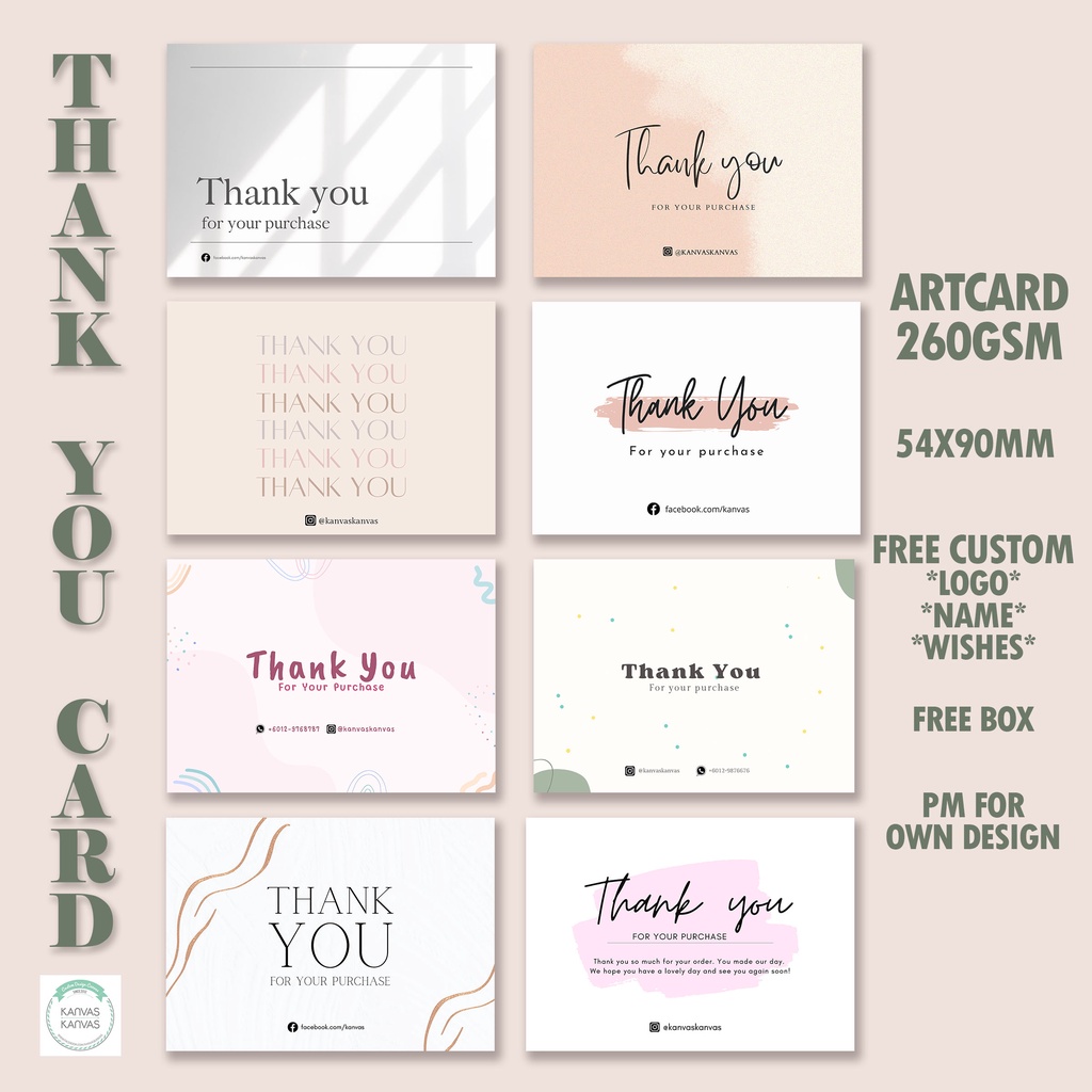 Thank You Card 100pcs (Front Printing Only) / Name Card Printing ...