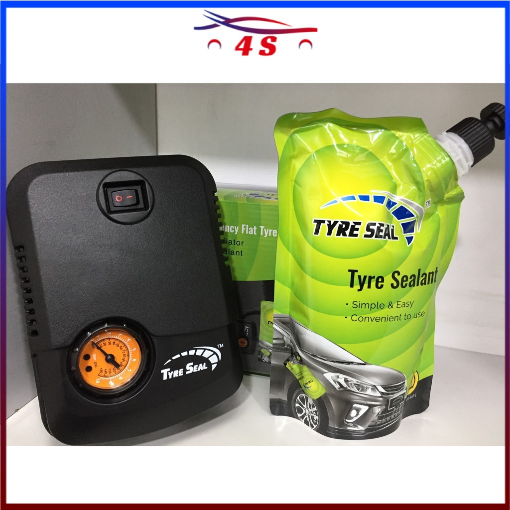 AIR COND TIRE INFLATOR AND SEALANT EMERGENCY FLAT TYRE REPAIR KIT ...