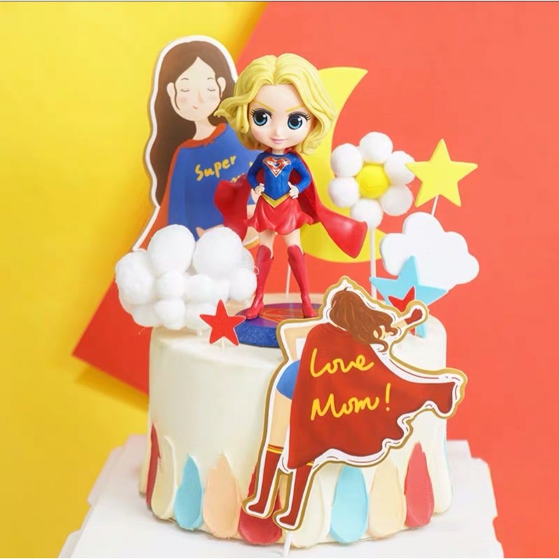 Ready stock - superwoman super mother birthday cake topper deco set ...
