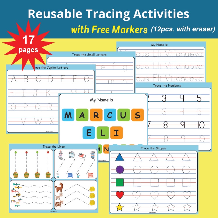 BUNDLE TRACING (17 Pages plus 12 markers with erasers ) | Shopee Malaysia
