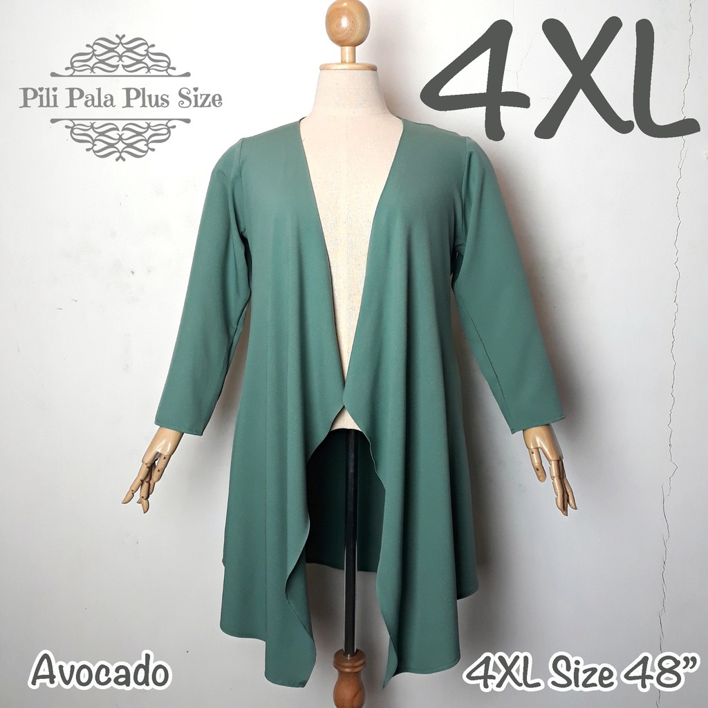 (Voucher RM 5 ) Plus-Size 4XL/7XL Muslimah Women Cardigan Chiffon/Como Crepe 48”/55" By Pili ...