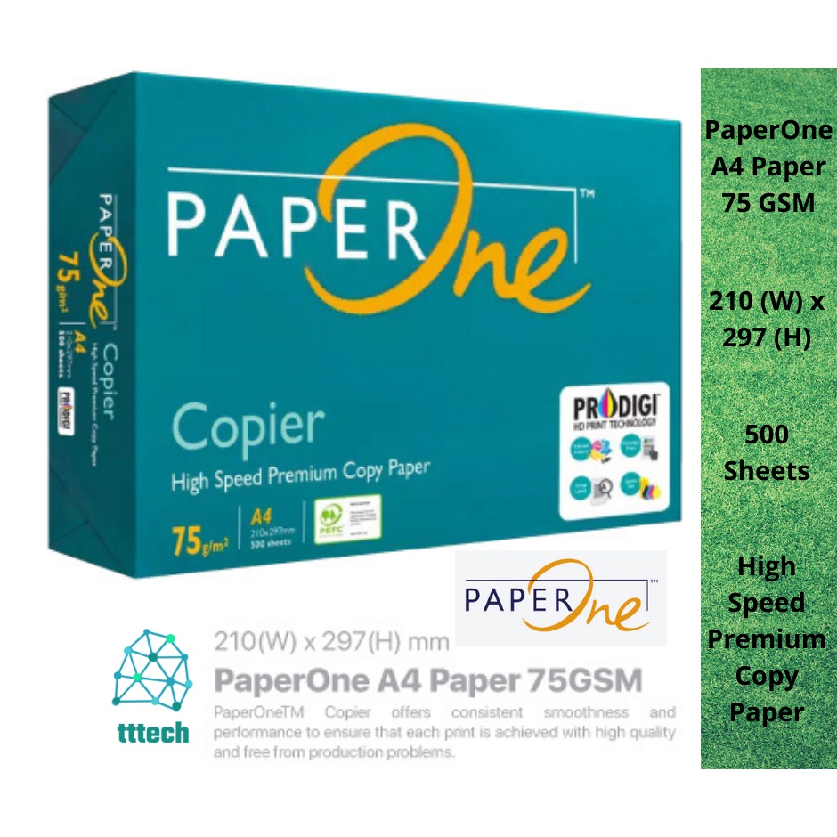 Paperone A4 75 GSM Copier Paper White (210MM X 297MM) - 500 Sheets (1 Ream) | Shopee Malaysia