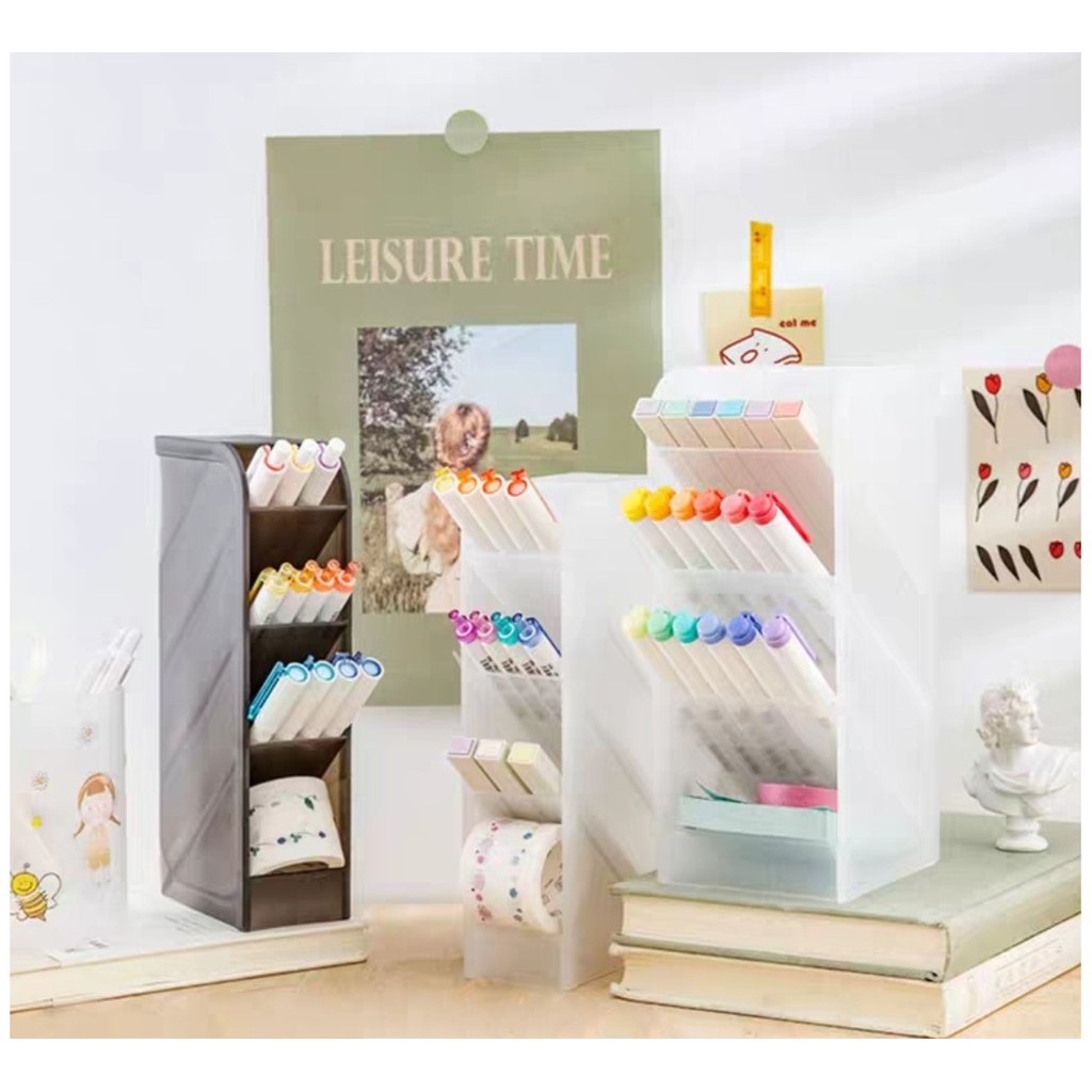Ins Style Transparent 4 grid Oblique Multifunction Organizer Desktop ...